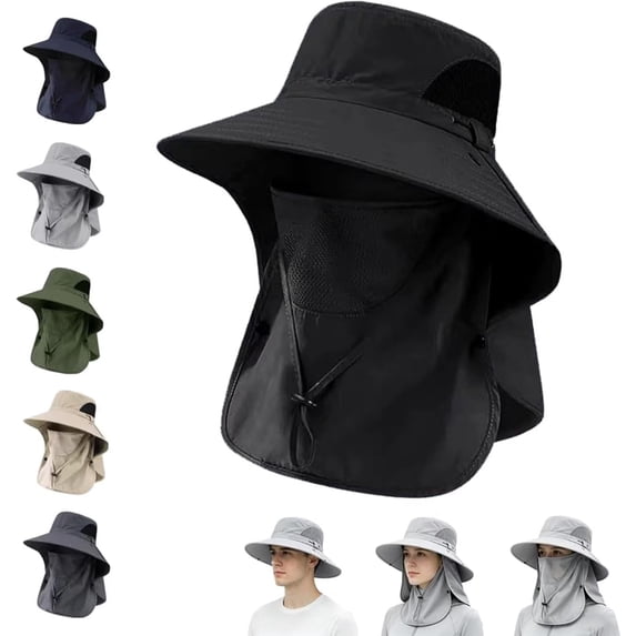 Breathable Fisherman Hat with Detachable Face Mask, Adjustable Outdoor ...