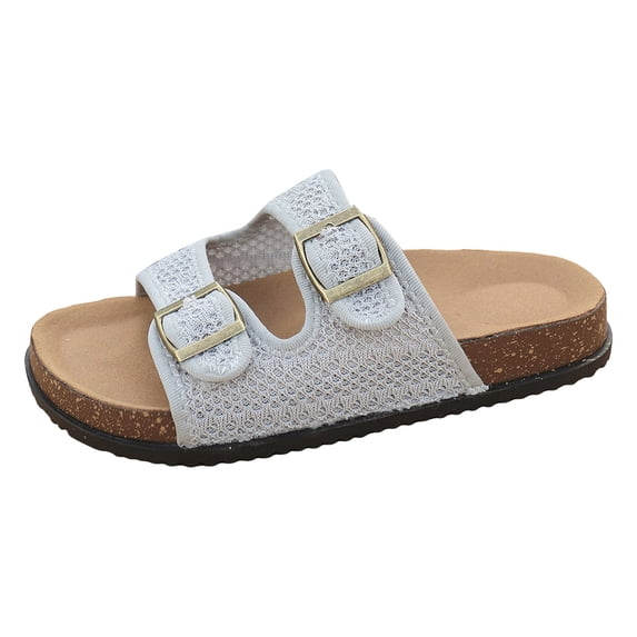 Breathable Flat Sandals for Women 2026 Mesh Beach Slide Sandal Memory ...