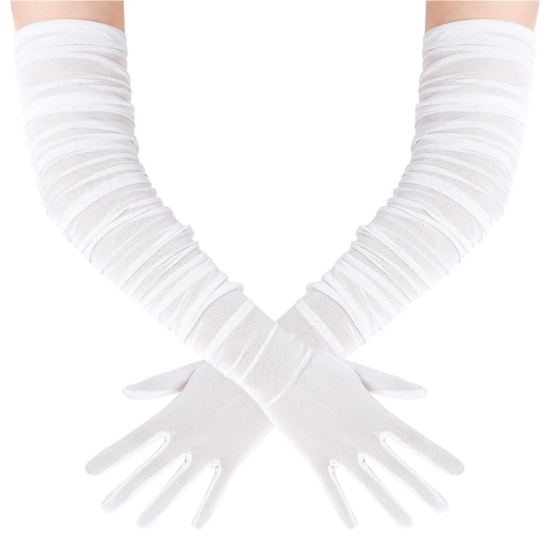 Breathable Fold Resistant Sheer Gloves 27-39 Inches Prom Occasion Long ...