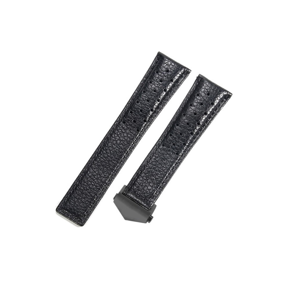 Breathable Hole Accessories Fit For TAG Heuer Leather 22mm Black Steel ...
