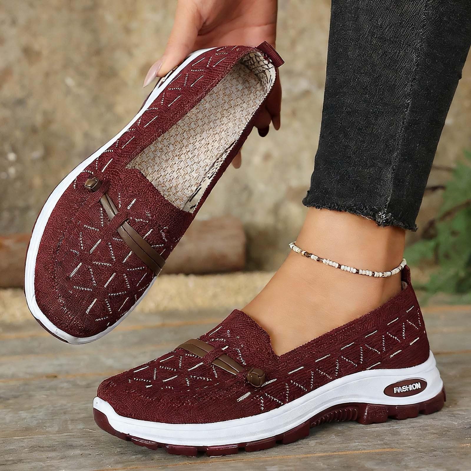 Breathable Hollow Weave Slip On Shoes for Women,Lightweight Walking ...