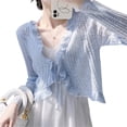 Breathable Ice Silk Cardigan Long Sleeve Open Front V Neck Tie Up ...