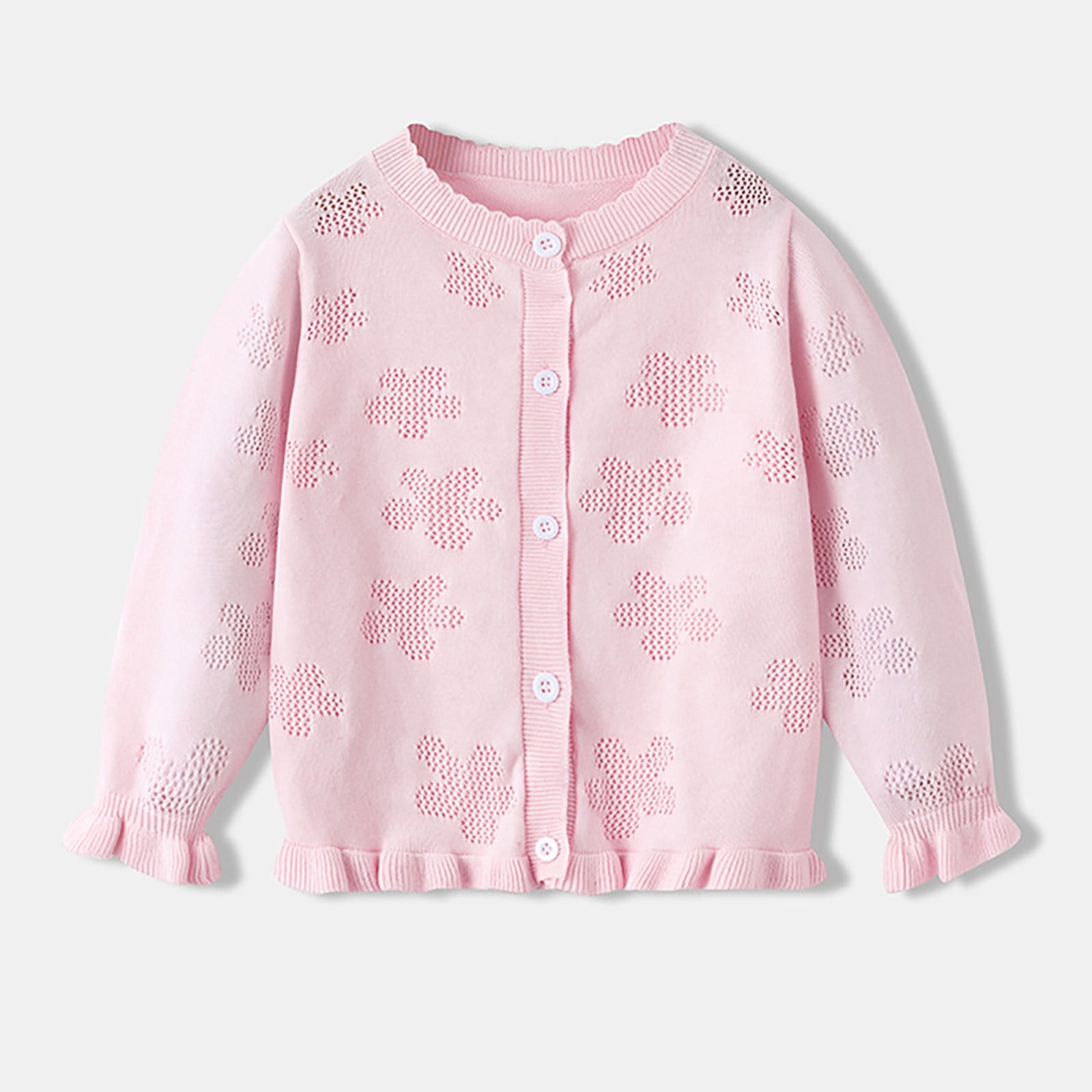 Breathable Knit Cardigan For Girls Lightweight Lace Openwork Blend Fall ...