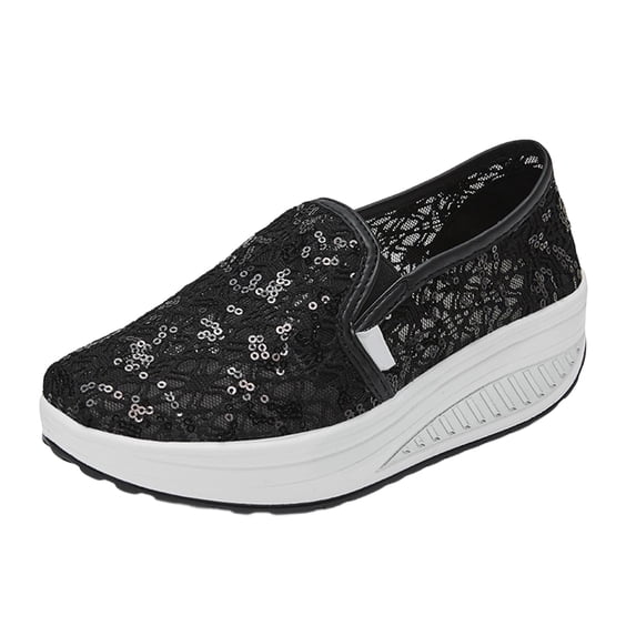 Breathable Lightweight Sequined Rocking Shoes Women'S Mesh Polyester Us ...