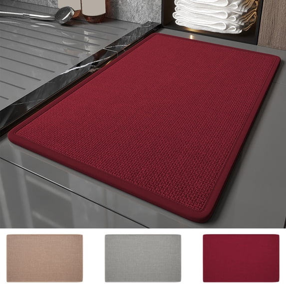 Breathable Linen Bath Mat, Extra Thick High-Density Weave Absorbent Rug ...