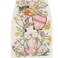 Breathable Linen Fabric Runner In Classical Easter Bunnies Print For ...