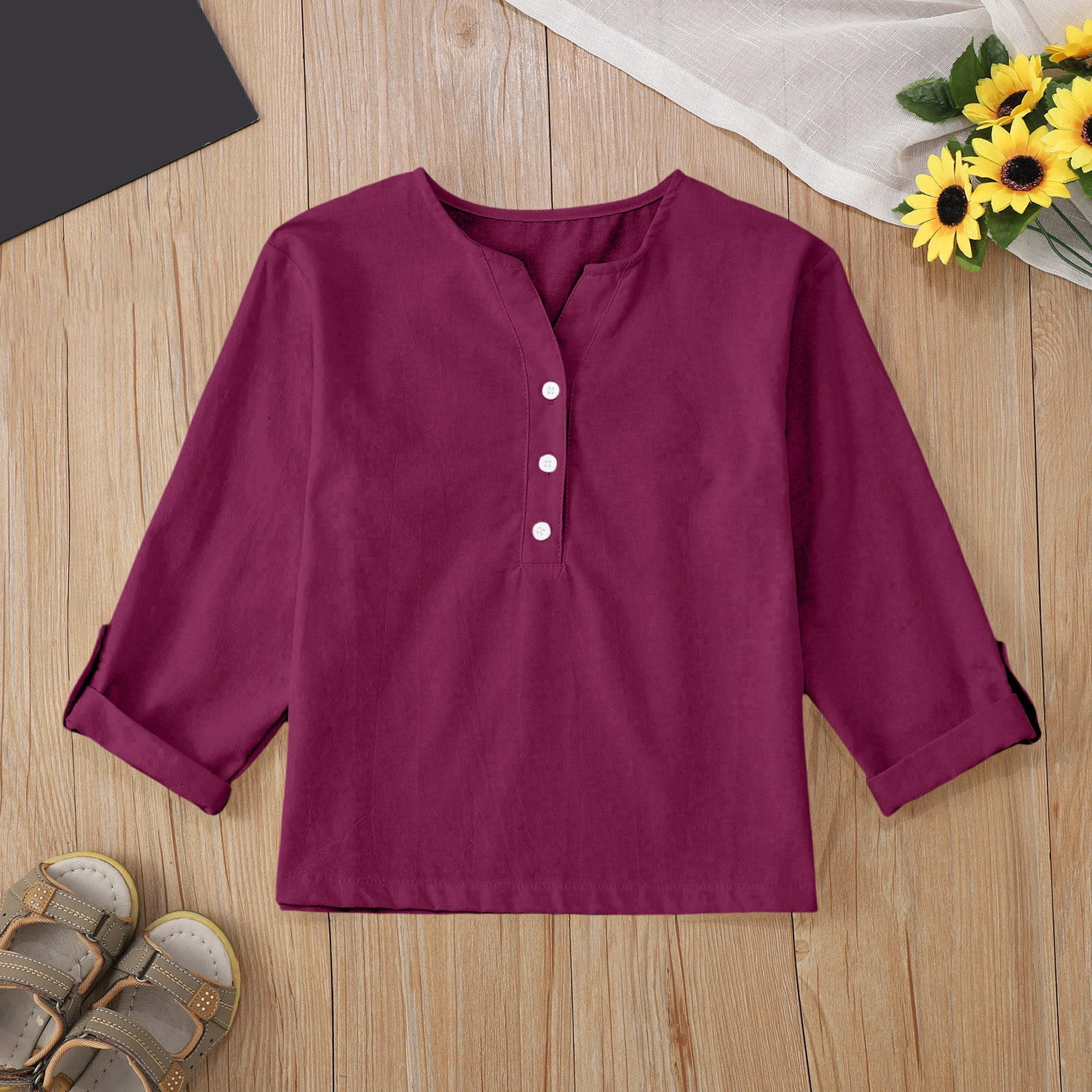 Breathable Linen Shirt for Girls 5-14 | Tween Casual Long Sleeve Top ...