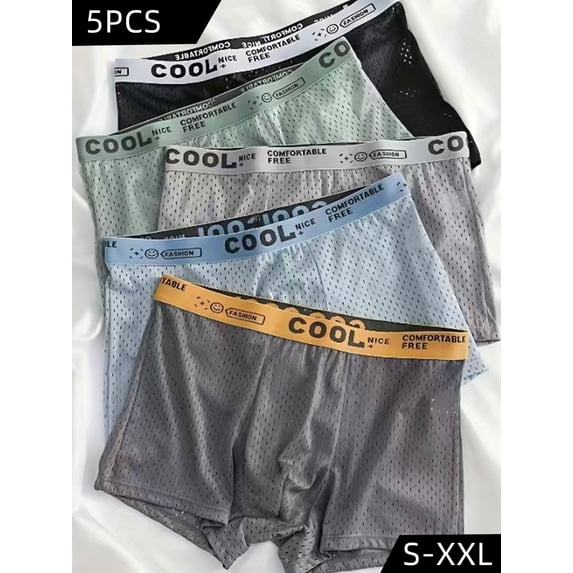 Breathable Men's Mesh Boxer Briefs 5-Pack Comfortable Underwear with ...