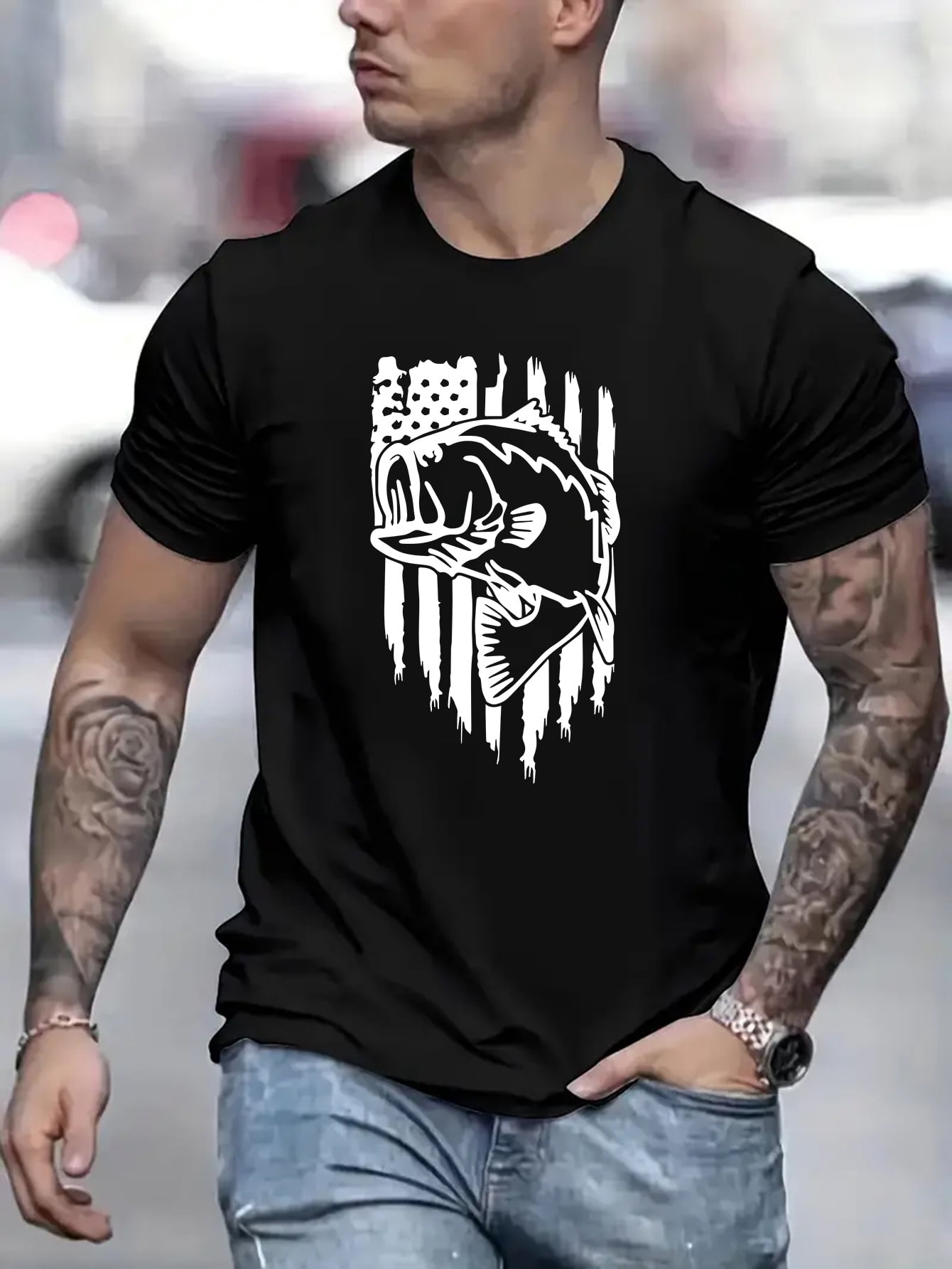 Breathable Men's Printed Running Training T-Shirt Comfortable Summer ...
