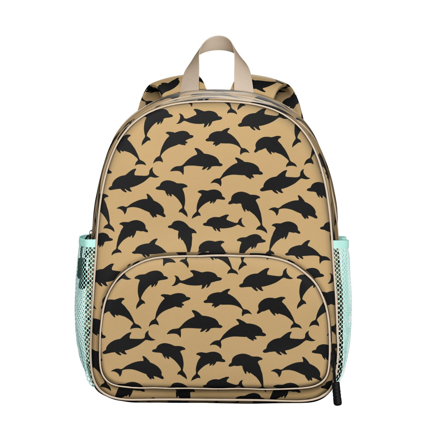 Breathable Mesh Backpack - Blue Sea Theme with Hand Drawn Dolphin ...