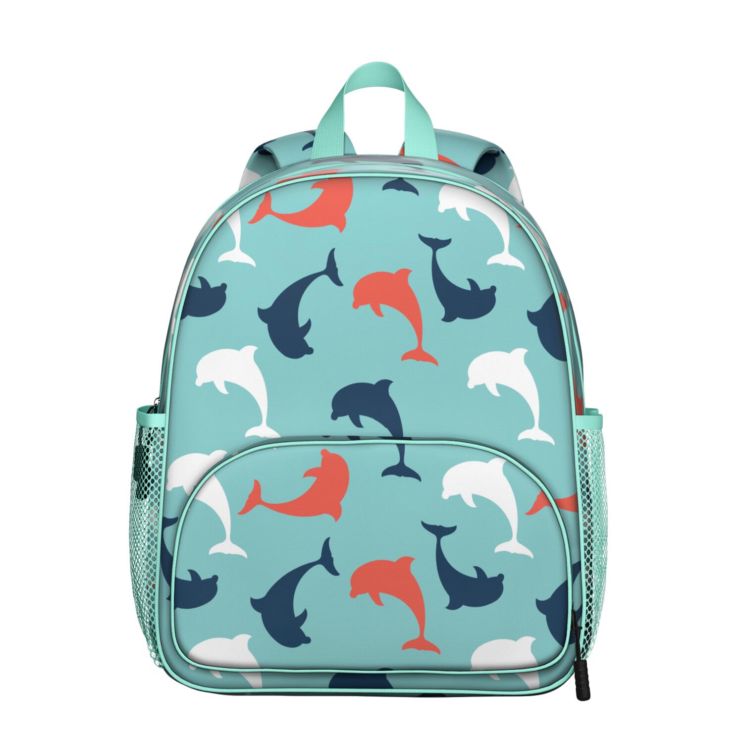 Breathable Mesh Backpack - Blue Sea Theme with Hand Drawn Dolphin ...