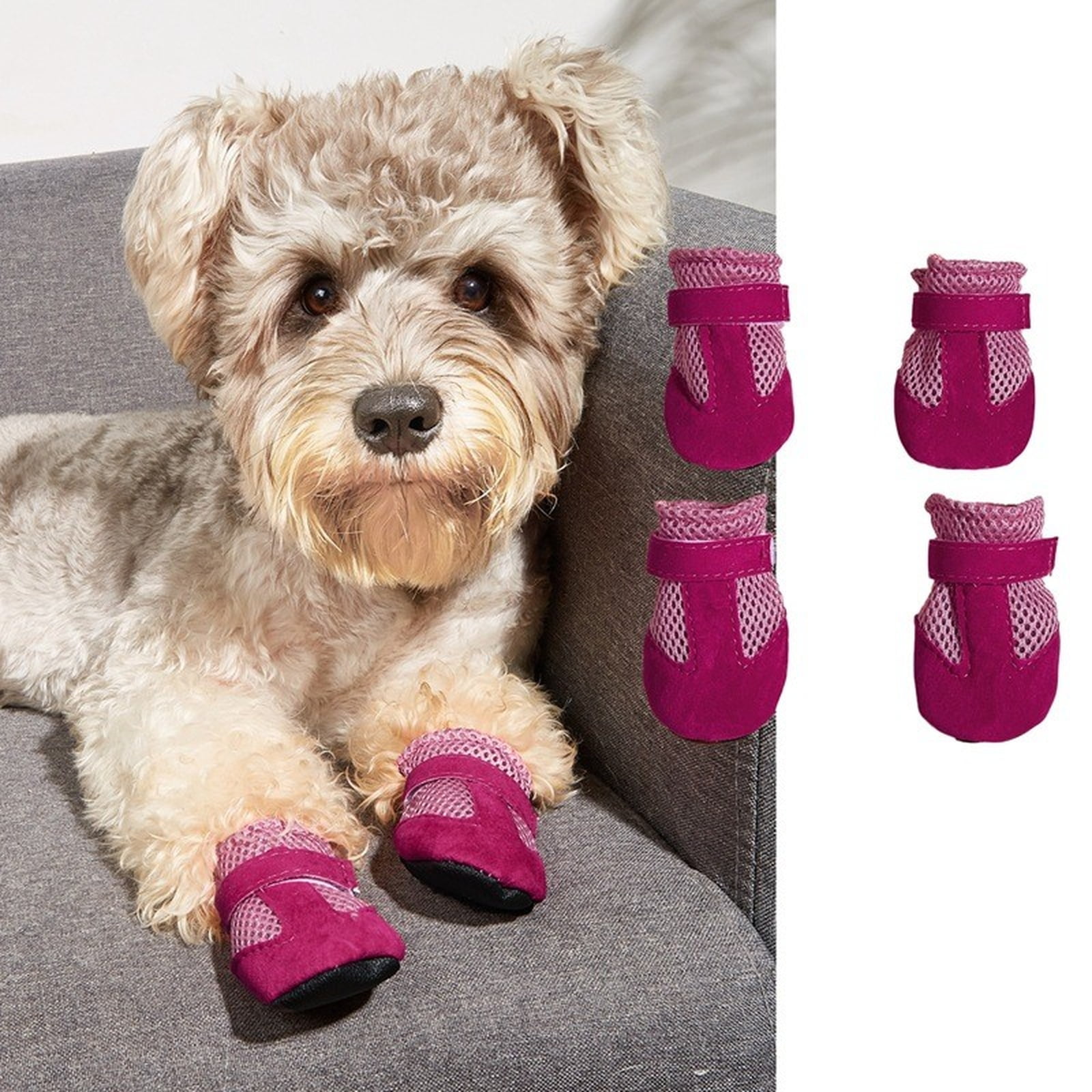 Breathable Mesh Dog Boots with Adjustable Straps, Non-Slip Sole ...