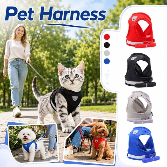 Breathable Mesh Dog Harness, No Pull Padded Pet Vest For Small Medium ...