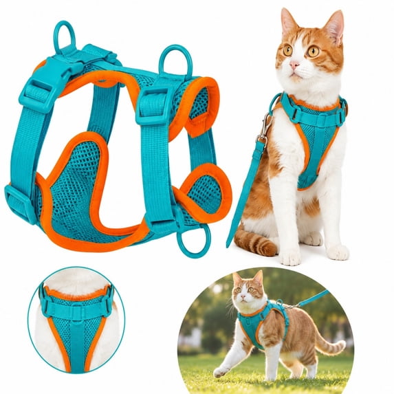Breathable Mesh Dog Harness and Cat Harness,Adjustable No-Pull Pet Vest ...