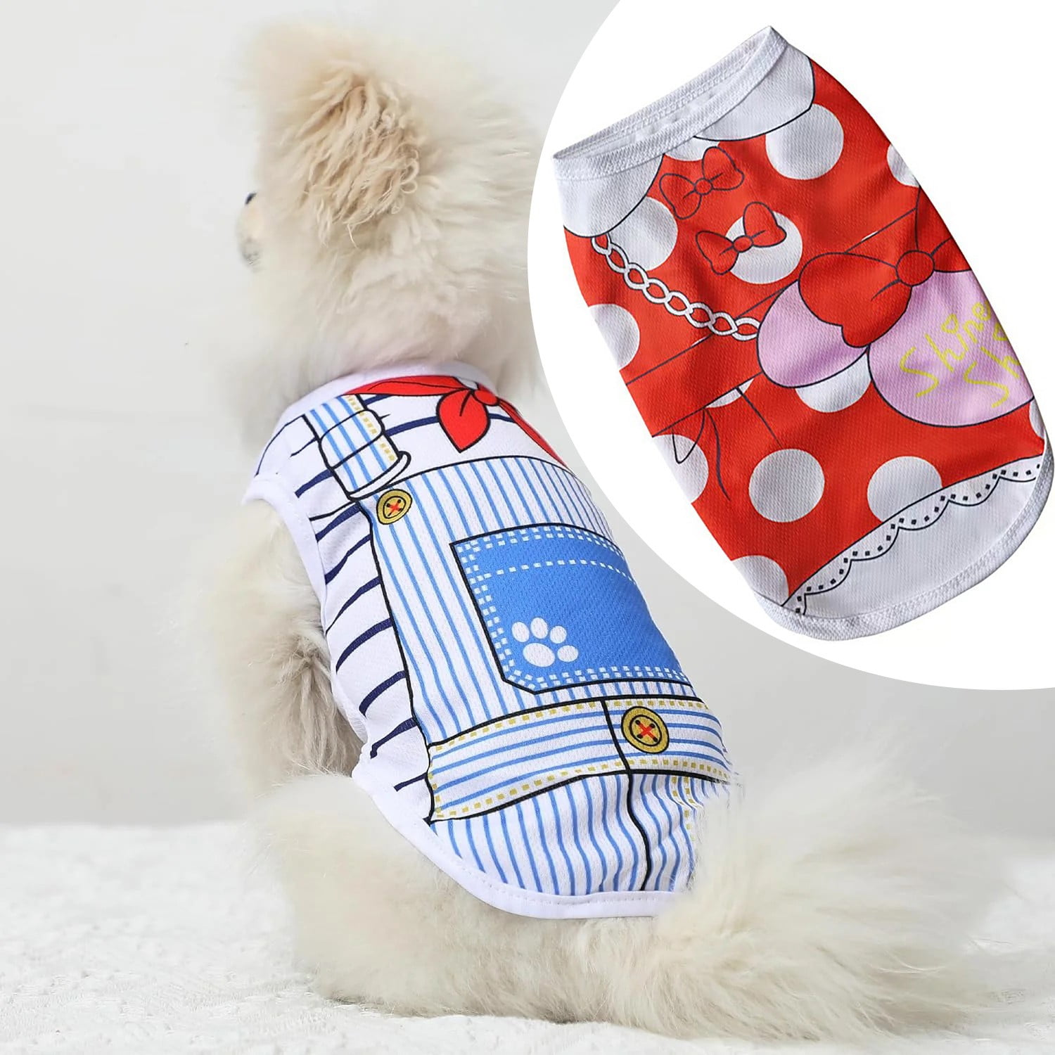 Breathable Mesh Dog Vest Lightweight Pet Apparel Cartoon Print Fashion ...
