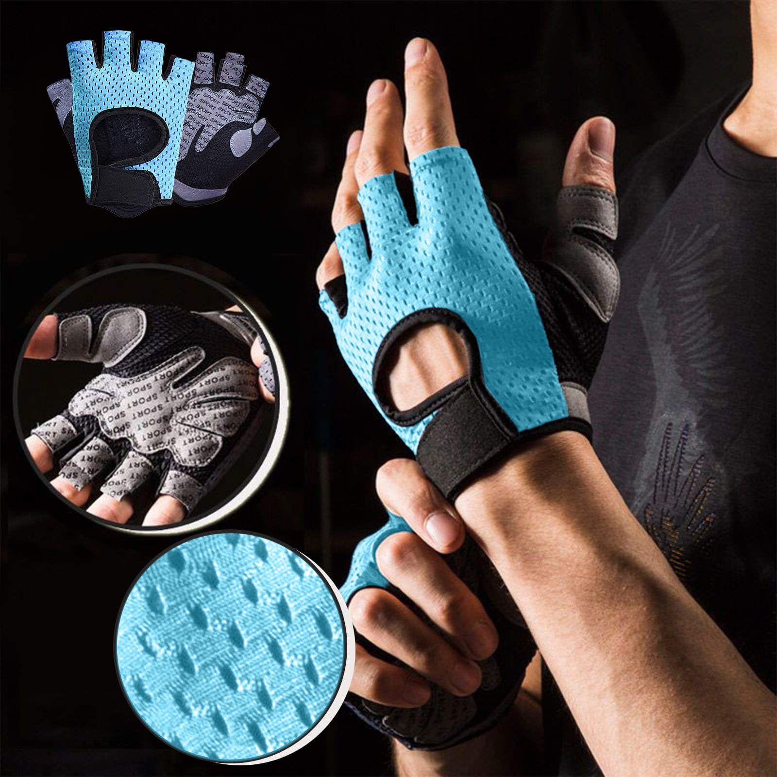 Breathable Mesh Half Finger Workout Gloves for Gym, Cycling, Yoga, and ...
