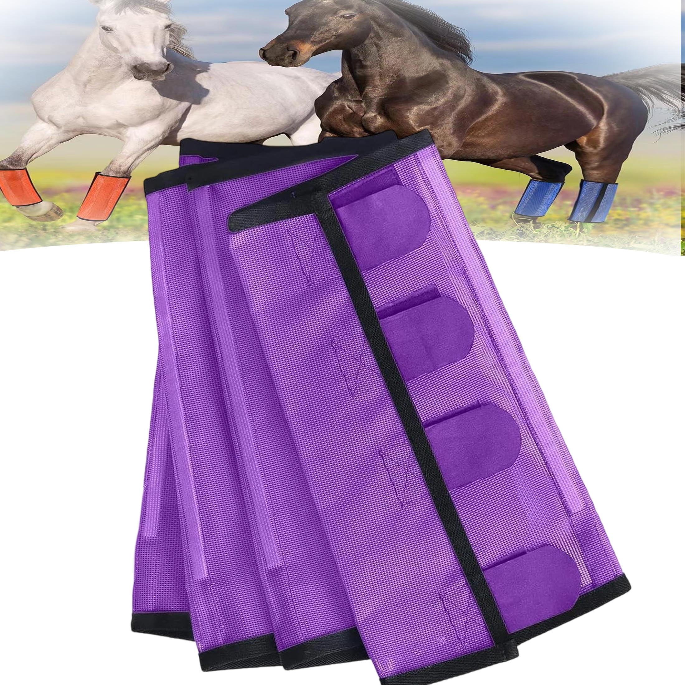 Breathable Mesh Horse Flyproof Leggings, Set of 4, Shoofly Boots Set for Horses with Lightweight ...