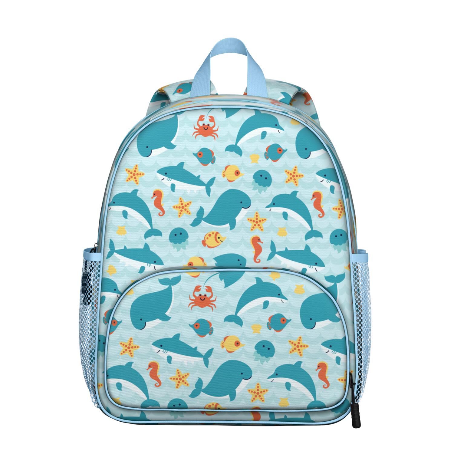 Breathable Mesh School Backpack - Abstract Ocean Theme with Cute Baby ...
