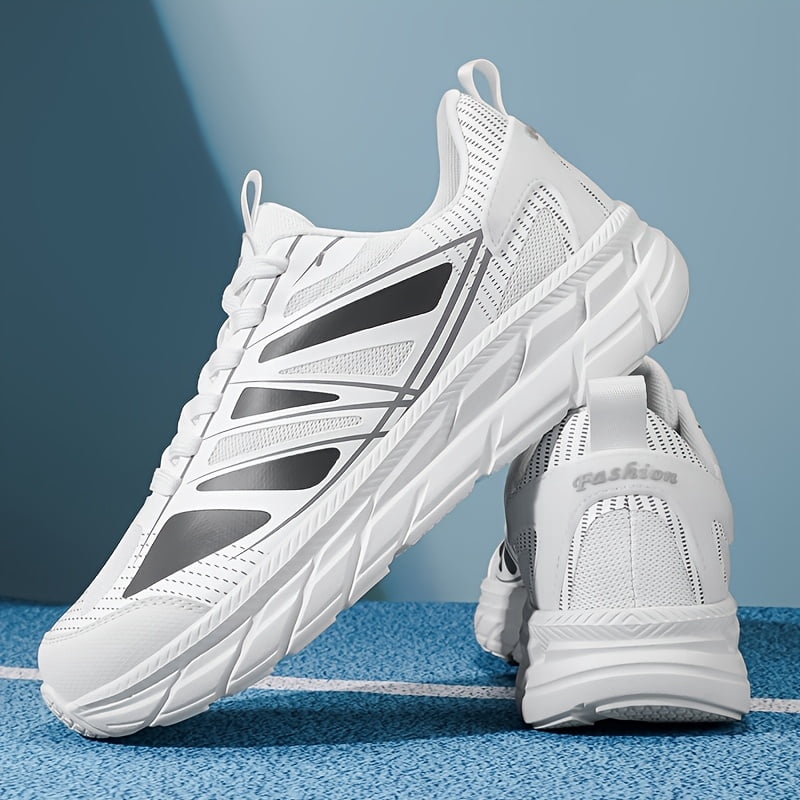 Breathable Mesh Versatile White Sneakers for Men, Lightweight Soft-Sole ...