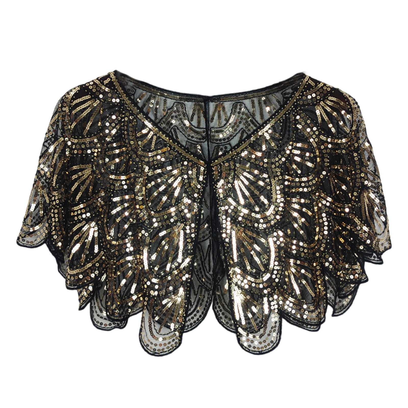 Breathable Meshes Short Shawl Sequins Embroidery Lace Tippets Wedding ...