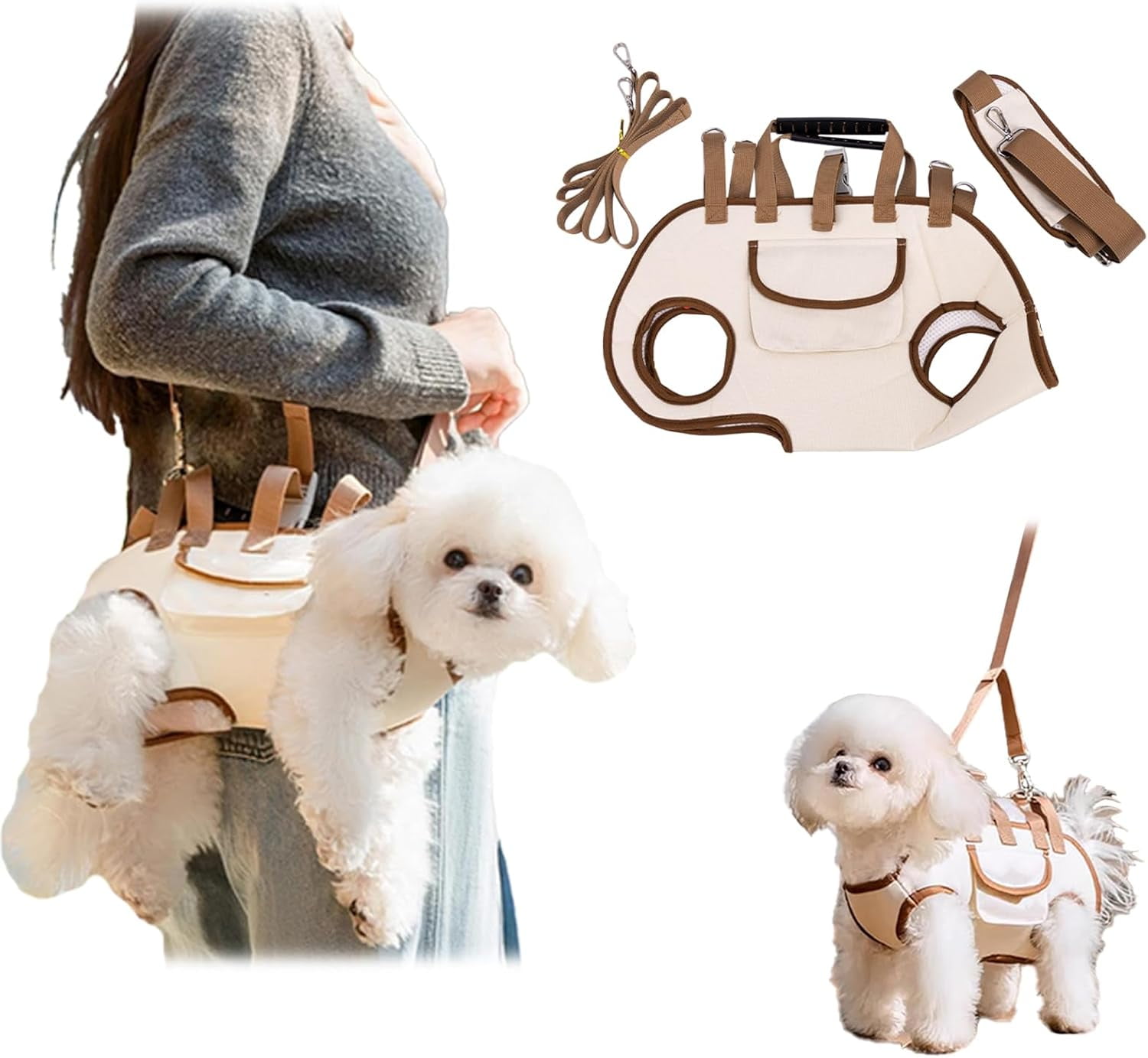 Breathable Multi-Function Pet Carrier Backpack, Adjustable Full-Body ...