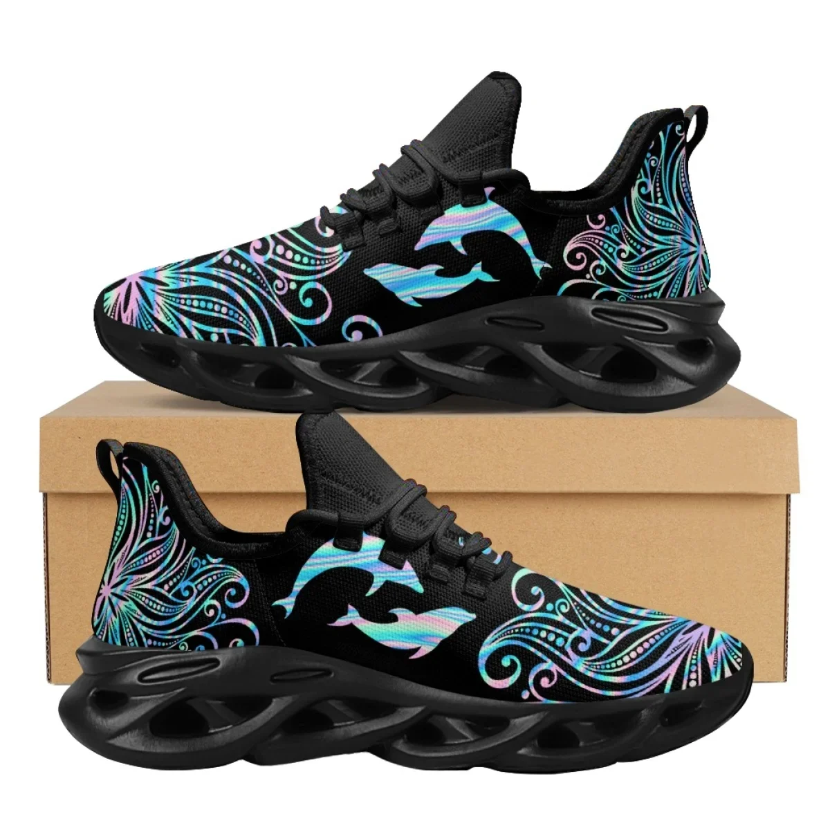 Breathable Non-Slip Mesh Shoes Mandala Dolphin Design Casual Running ...