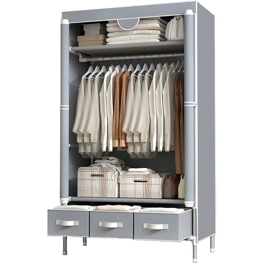 Breathable Non-Woven Fabric Wardrobe with Rolling Door - Portable ...