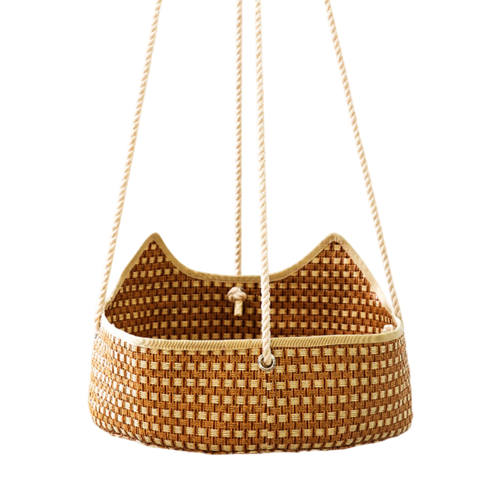 Breathable Pet Cage with Metal Hooks Rattan Woven Design for Small ...