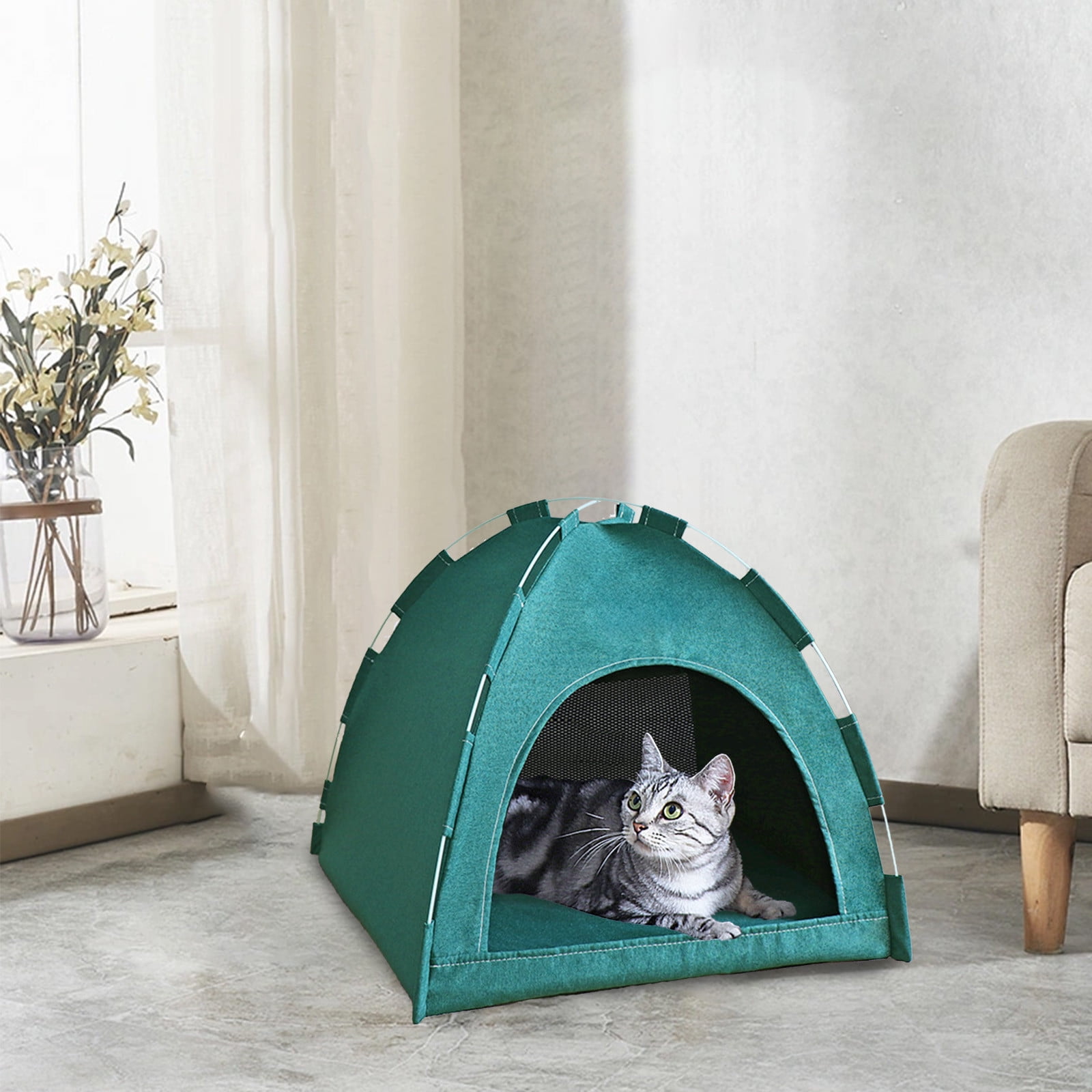 Breathable Pet Tent with Reversible Cooling Mat - Soft Cloth Cat & Dog ...