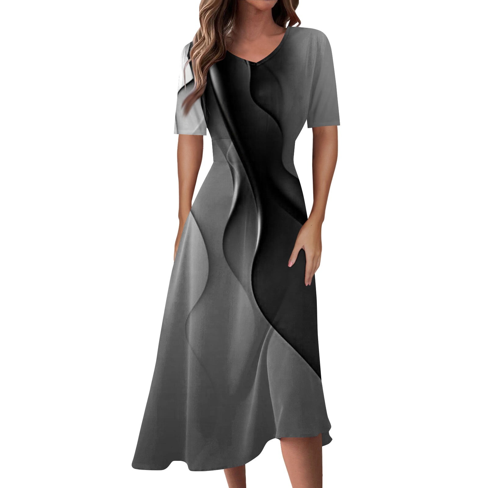 Breathable Polyester Cocktail Dress For Spring, Mid-Length Vacation ...