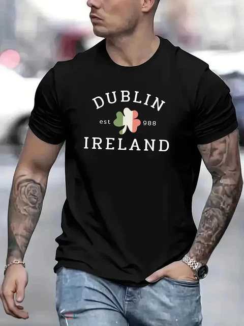 Breathable Polyester Men'S Round-Neck T-Shirt, Casual, Fun English ...