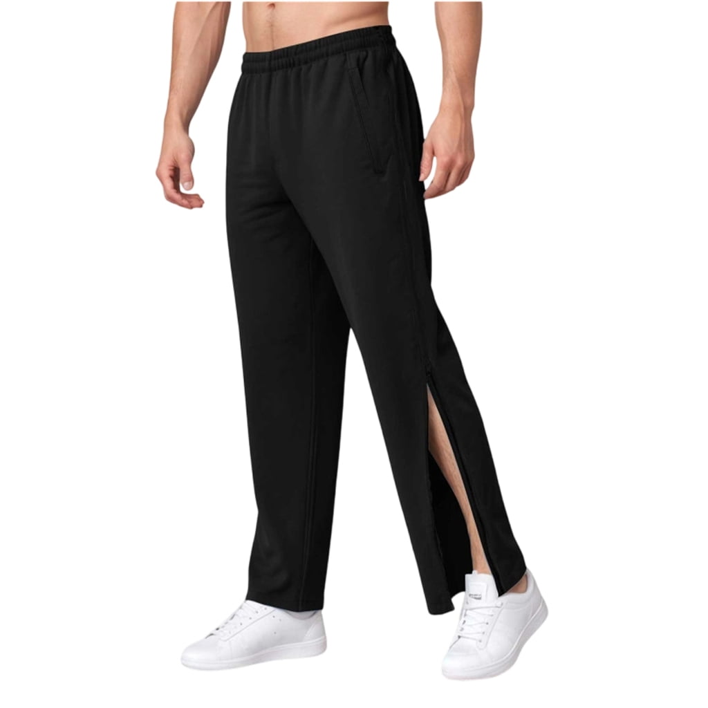 Breathable Polyester Training Pants for Men Tear Zippered Leg Openings ...