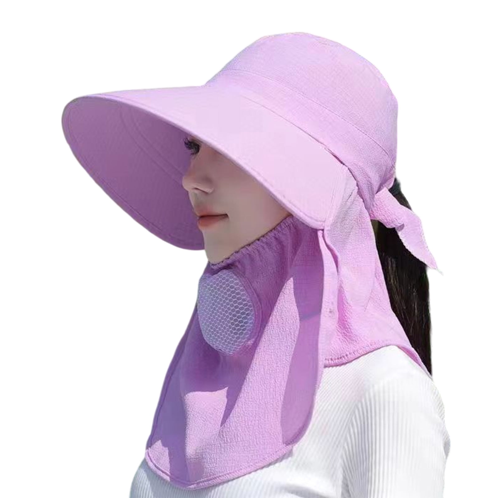 Breathable Ponytail Hat with Face Cover Sun Hat Holiday Moisture ...