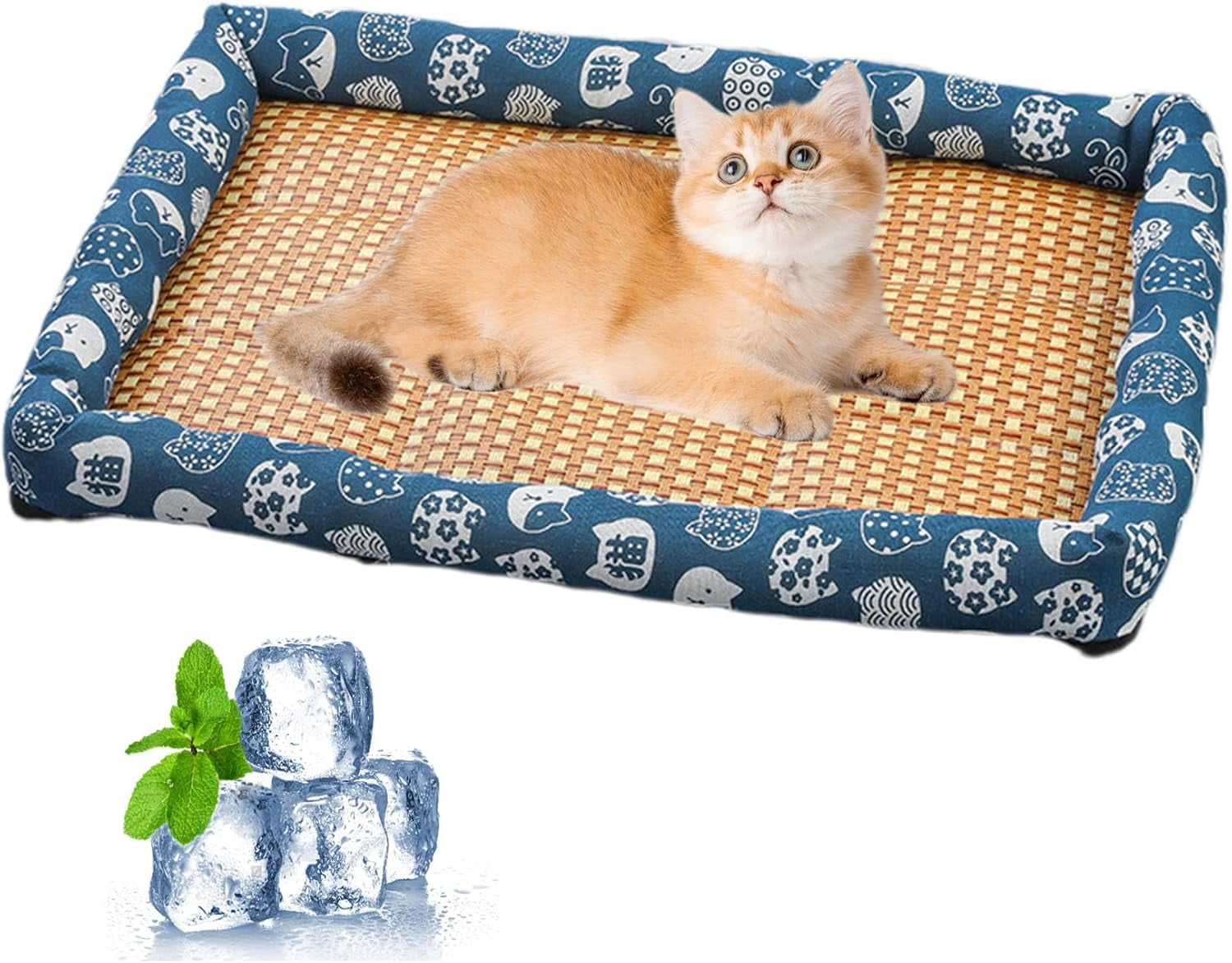 Breathable Rattan Cooling Pet Bed, Celery Pets Breathable Rattan ...