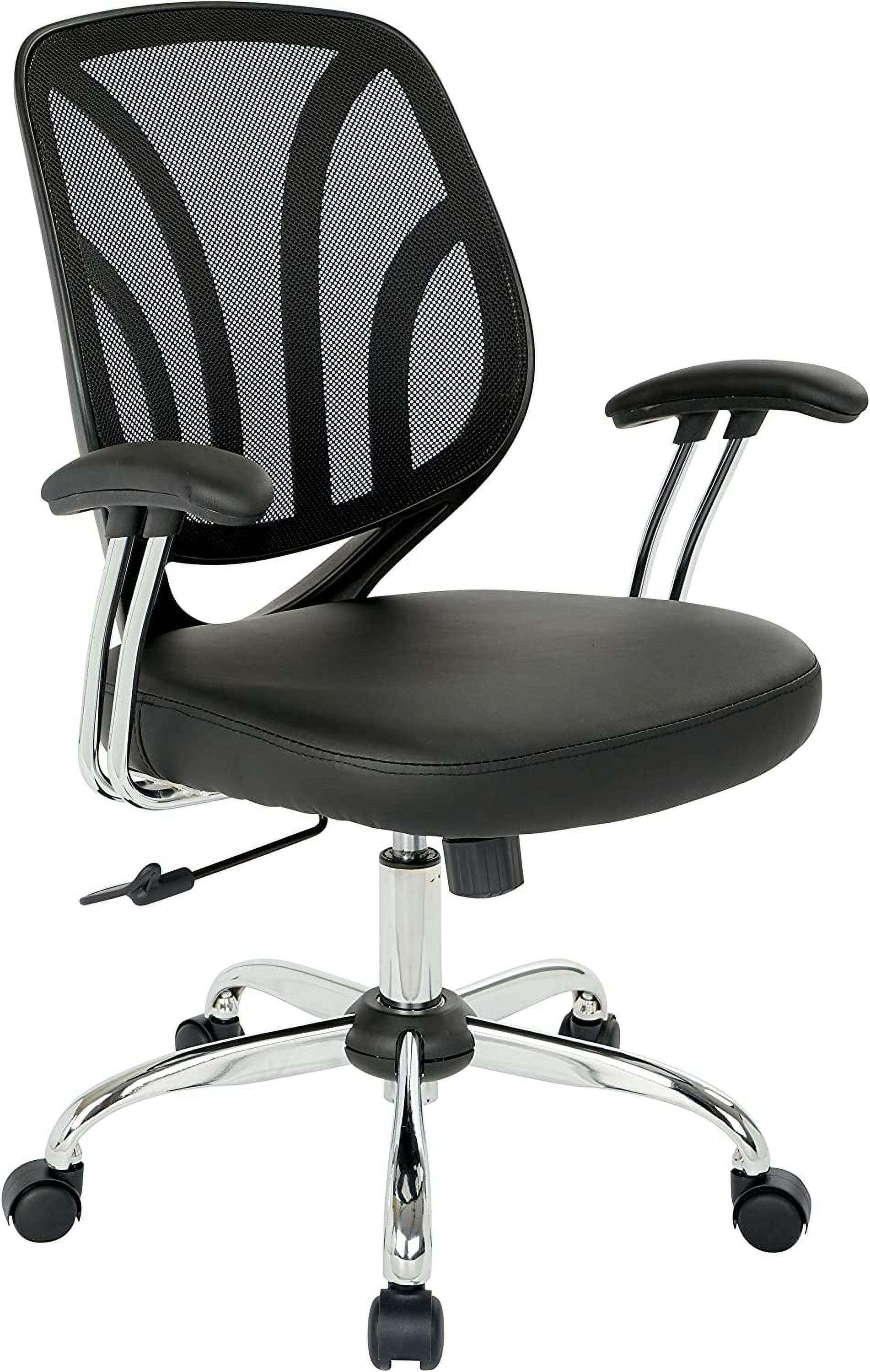Breathable Screen Back Office Chair with Padded Faux Leather Seat and ...
