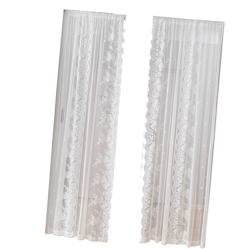 Breathable Sheer Lace Curtains With Flexible Rod Netting for Bedroom ...