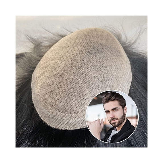 Breathable Silk Base with Diamond Net Cover Human Hair System Men's ...