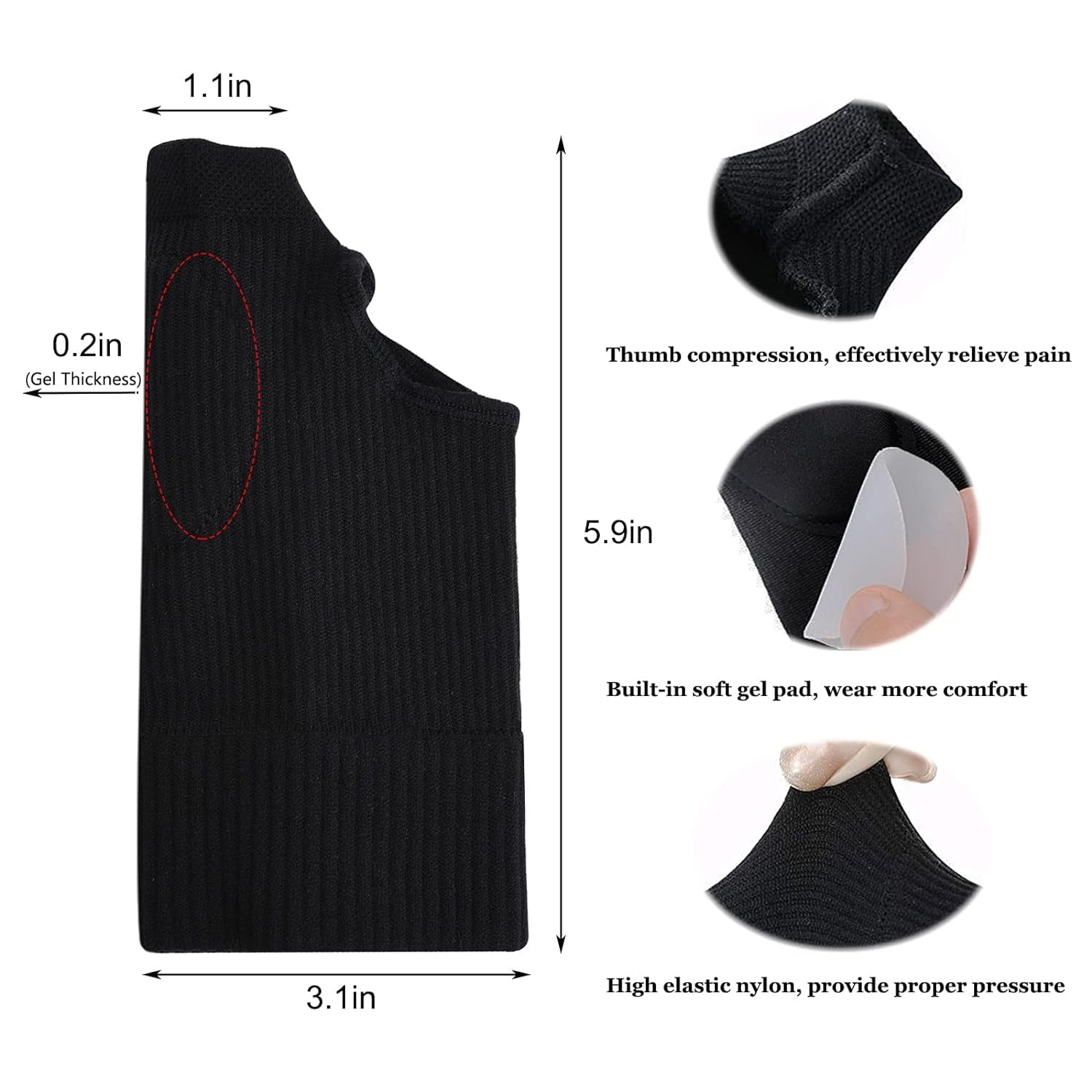 Breathable and Soft Gel Padded Thumb Wrist Support Braces - 1 Pair for ...