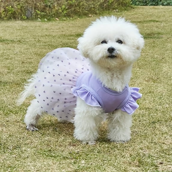 Breathable Spring and Summer Pet Clothing - Princess Heart Tulle Dress ...
