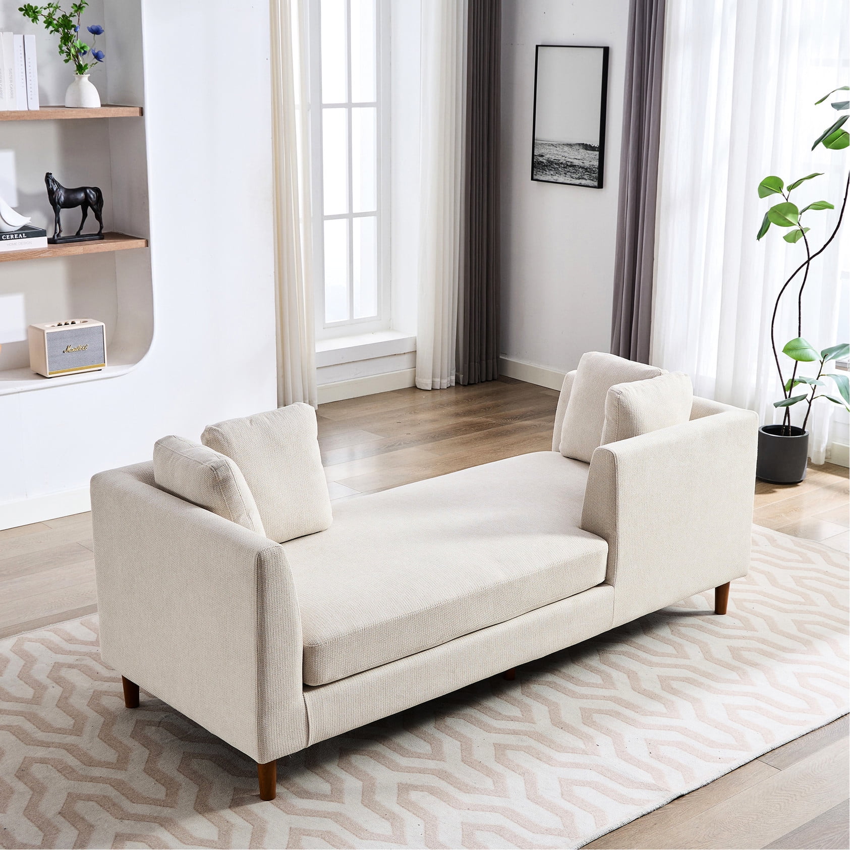 Breathable Upholstered Chaise Lounge with Solid Frame / Stable Seating ...