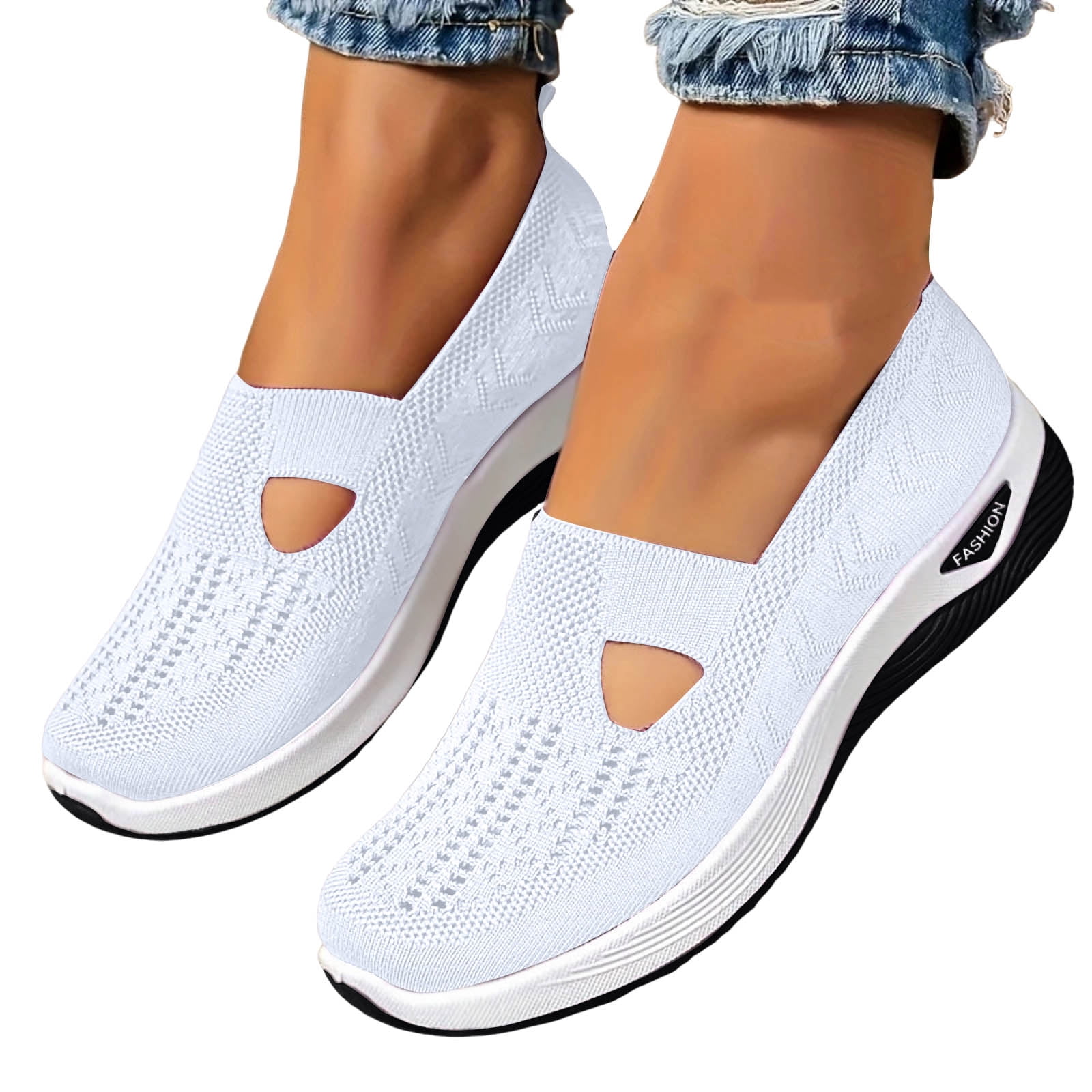 Breathable Walking Sneakers for Women Embroidery Butterfly Running ...