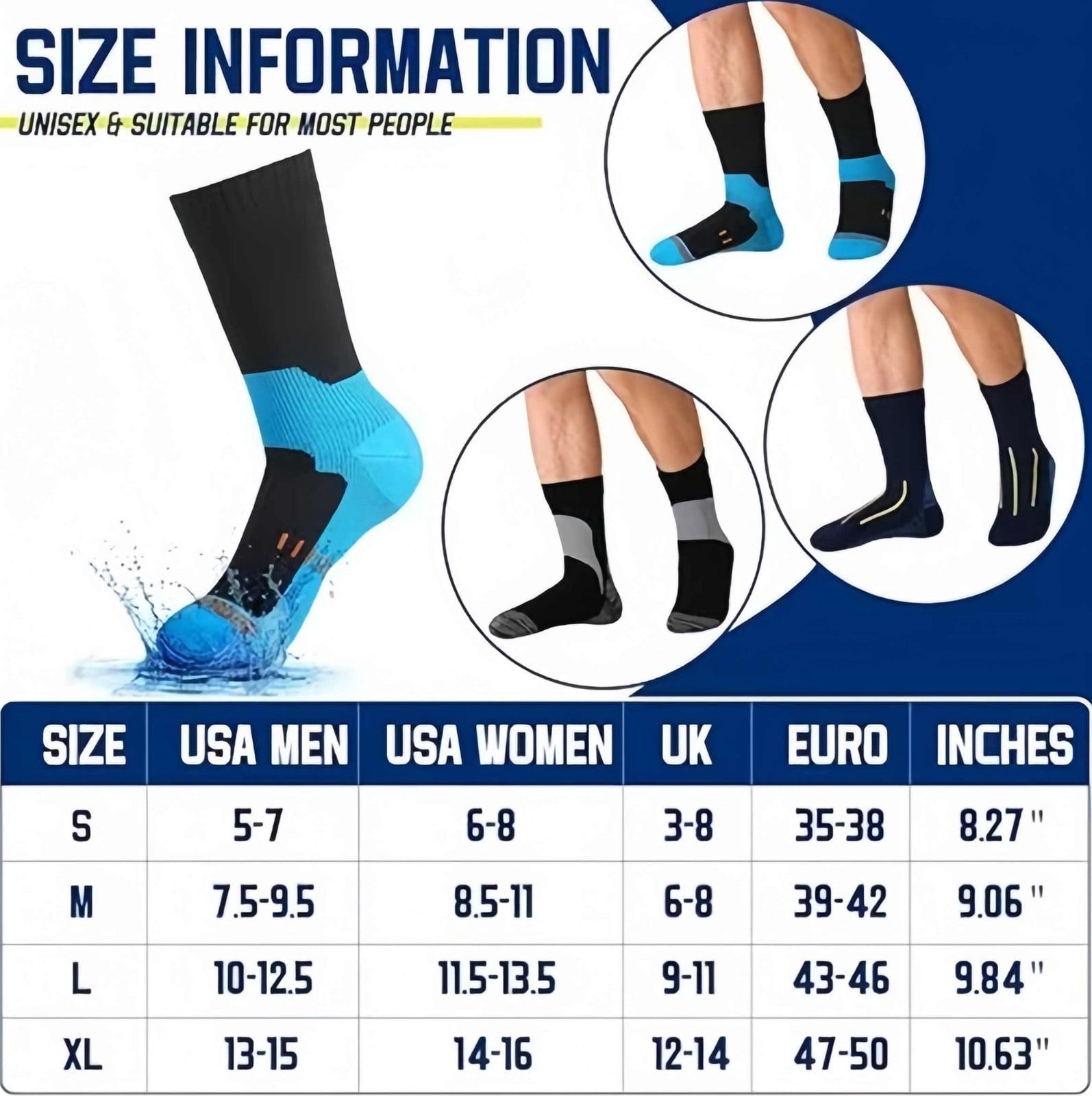 Breathable Waterproof Hiking Socks for Outdoor Activities, Moisture ...