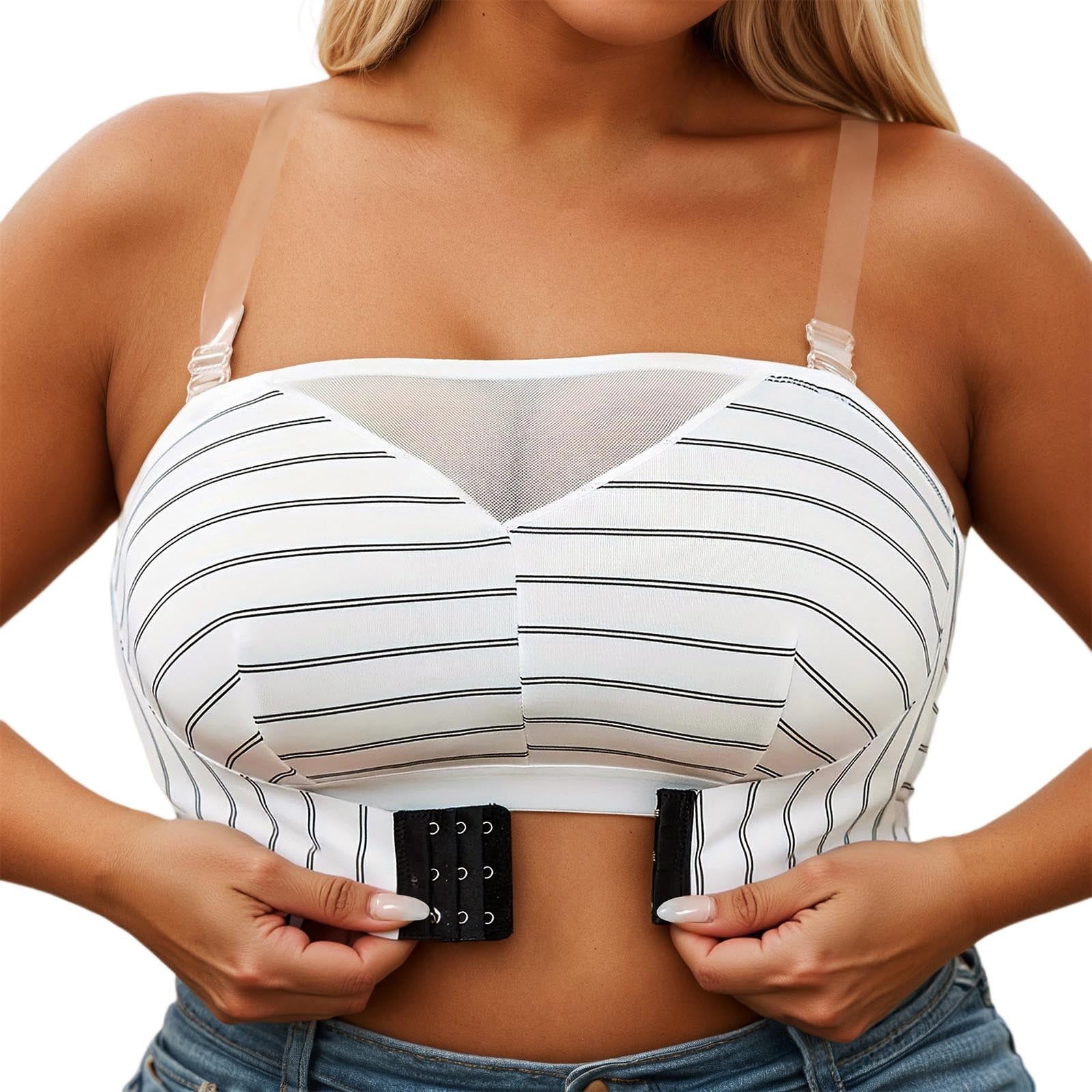 Breathable Wireless Front Closure Bra Plus Size Comfort Support Removable Straps Seamless ...