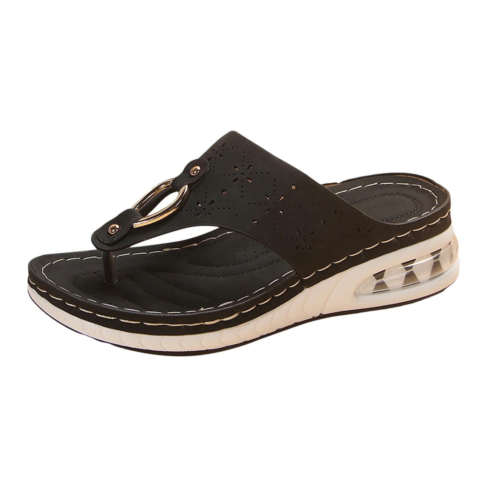 Breathable Women's Summer Flip Flops with Arch Support Cushioned Wedge ...