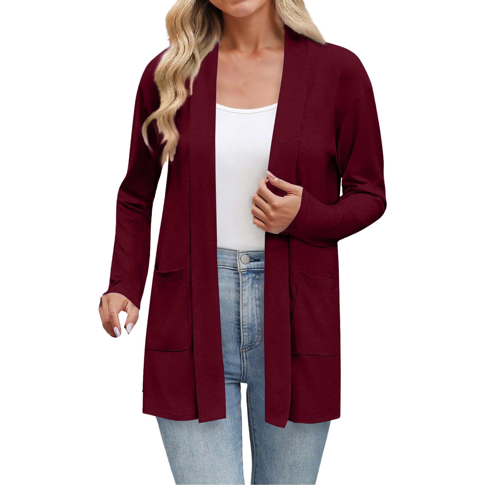 Breathable Womens Long Sleeve Cardigan Open Front Lightweight Cover Up ...