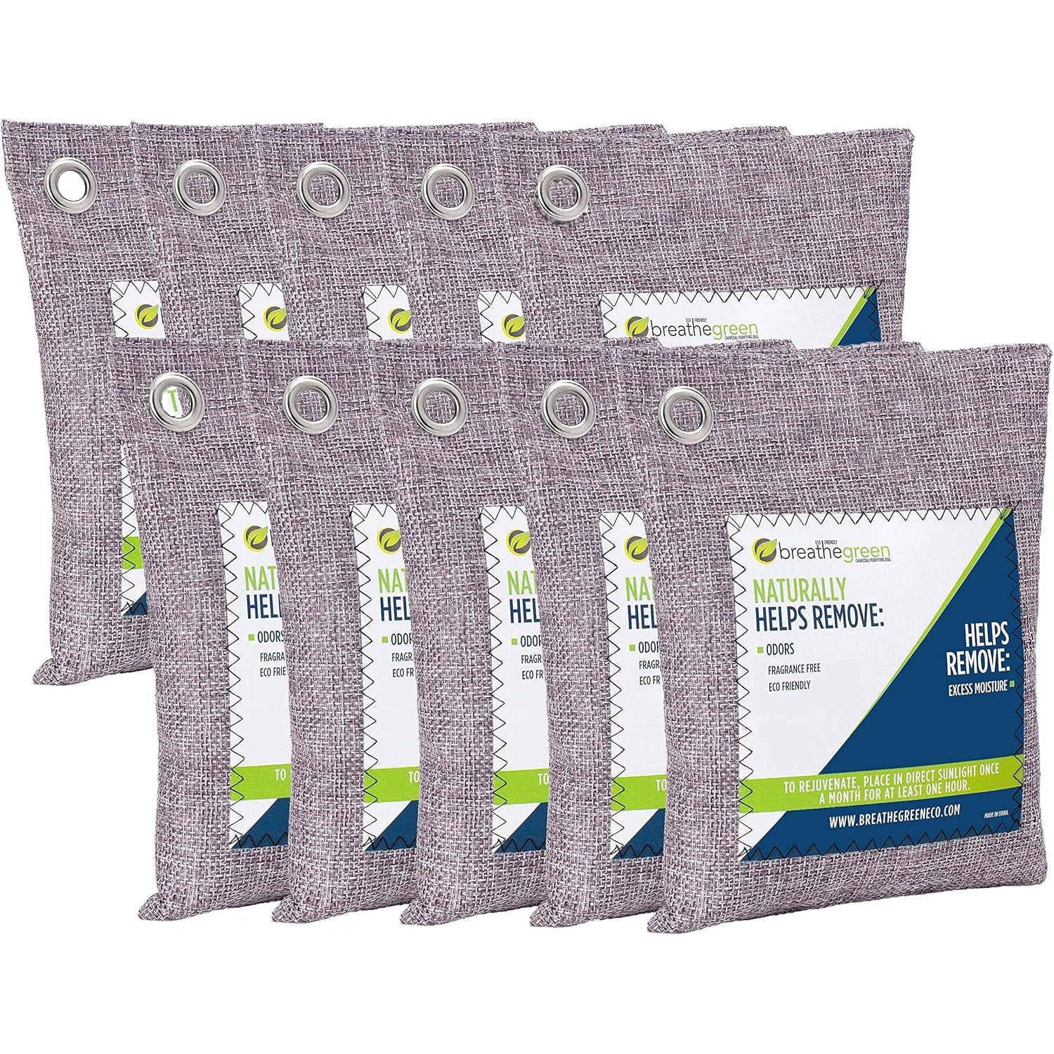 Breathe Green Charcoal Odor Eliminator Bags (10-Pack) | Activated ...