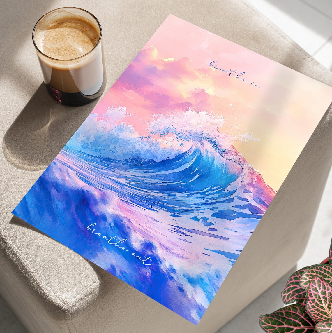 Breathe In Breathe Out Wave Wall Art Calm Wellness Decor, Unframed ...