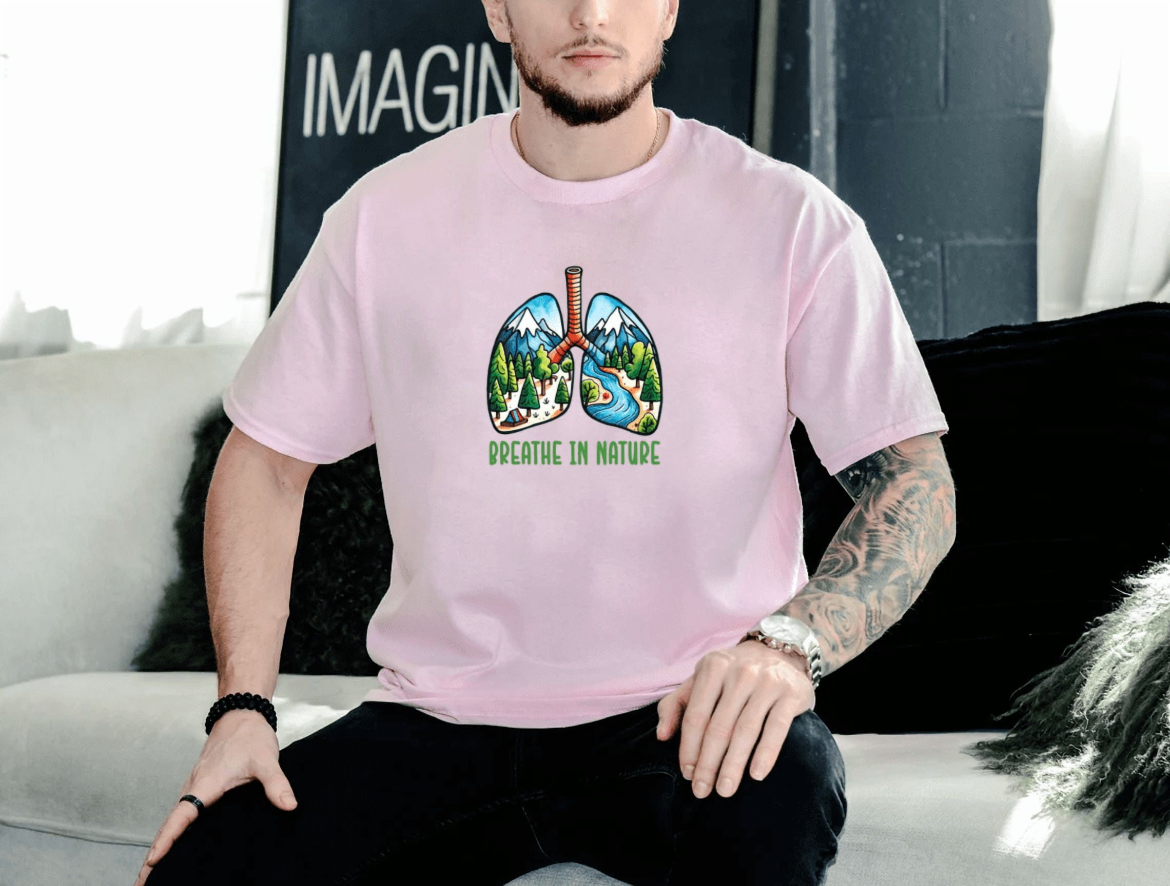 Breathe In Nature Calm Inspired Quote Relax Mood Forest Scene Unisex T ...