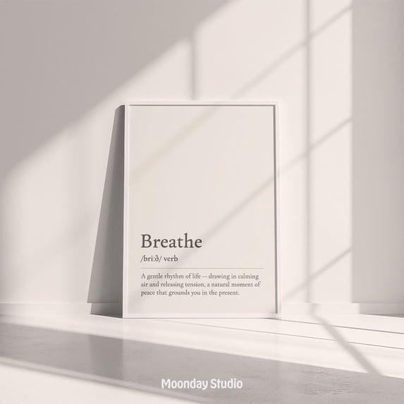 Breathe Quote Poster, Minimalist Typography Wall Art, Yoga Poster ...