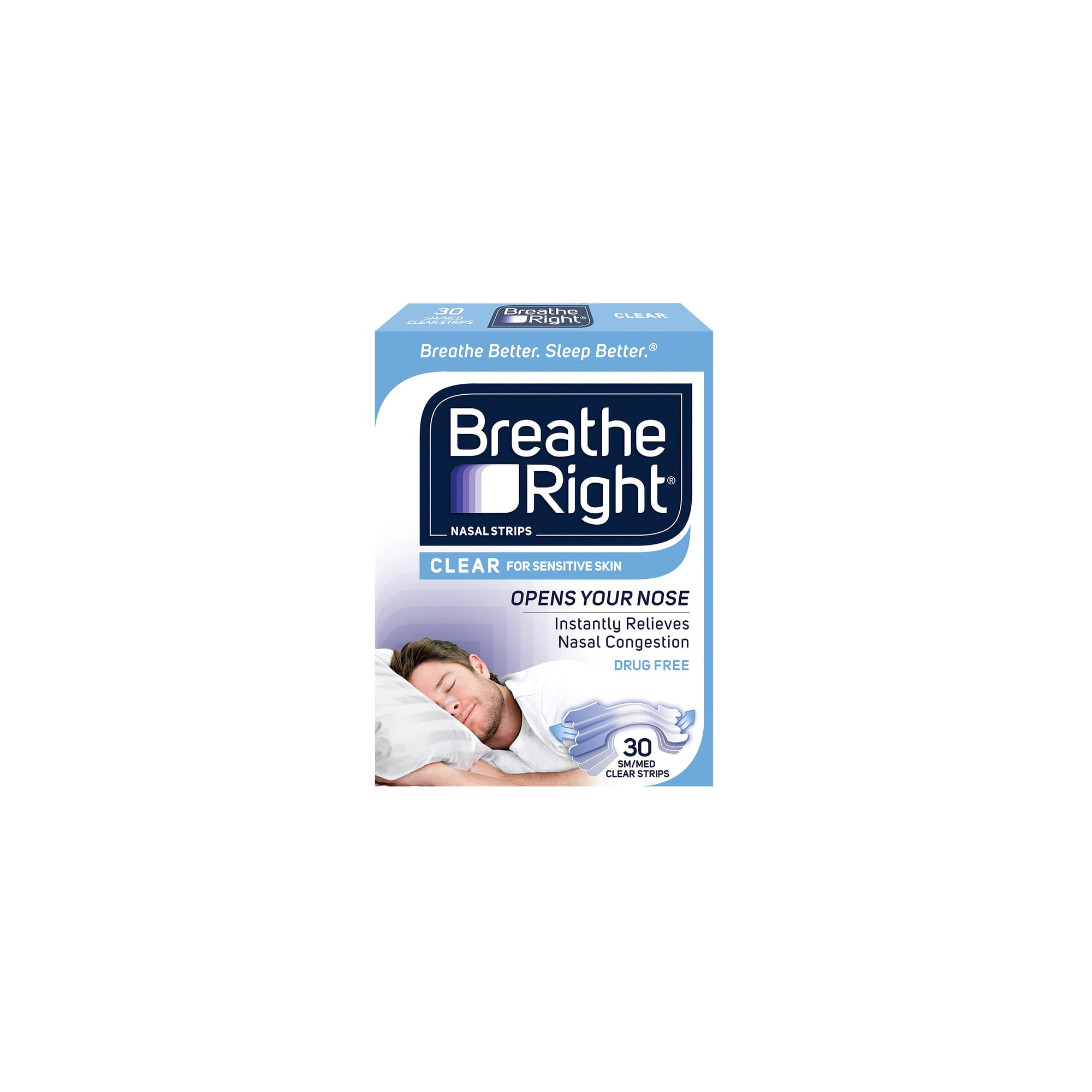 Breathe Right Original Nasal Strips Clear Small/ Medium for Sensitive ...